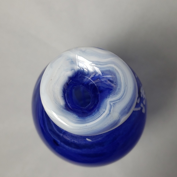 Accents | Signed Clear Blue White Hand Blown Glass Vase | Poshmark